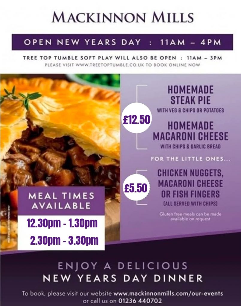 New Years Day Dinner 1/1/2026 2.30pm – 3.30pm – Mackinnon Mills